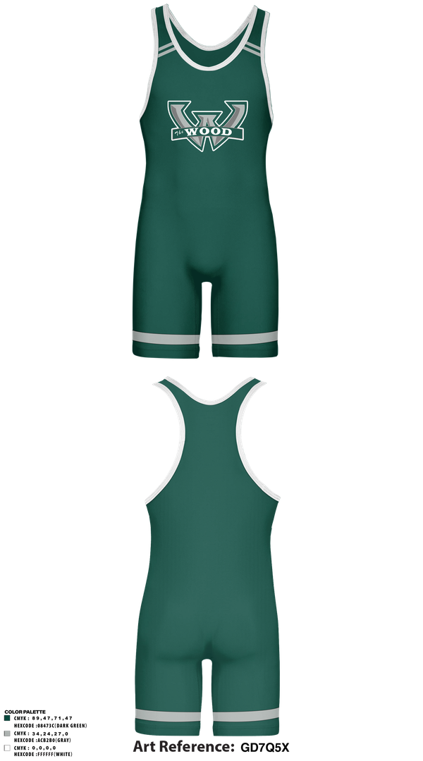 Woodland High School Wrestling 92560212 Wrestling Singlet - 1 – Teamtime