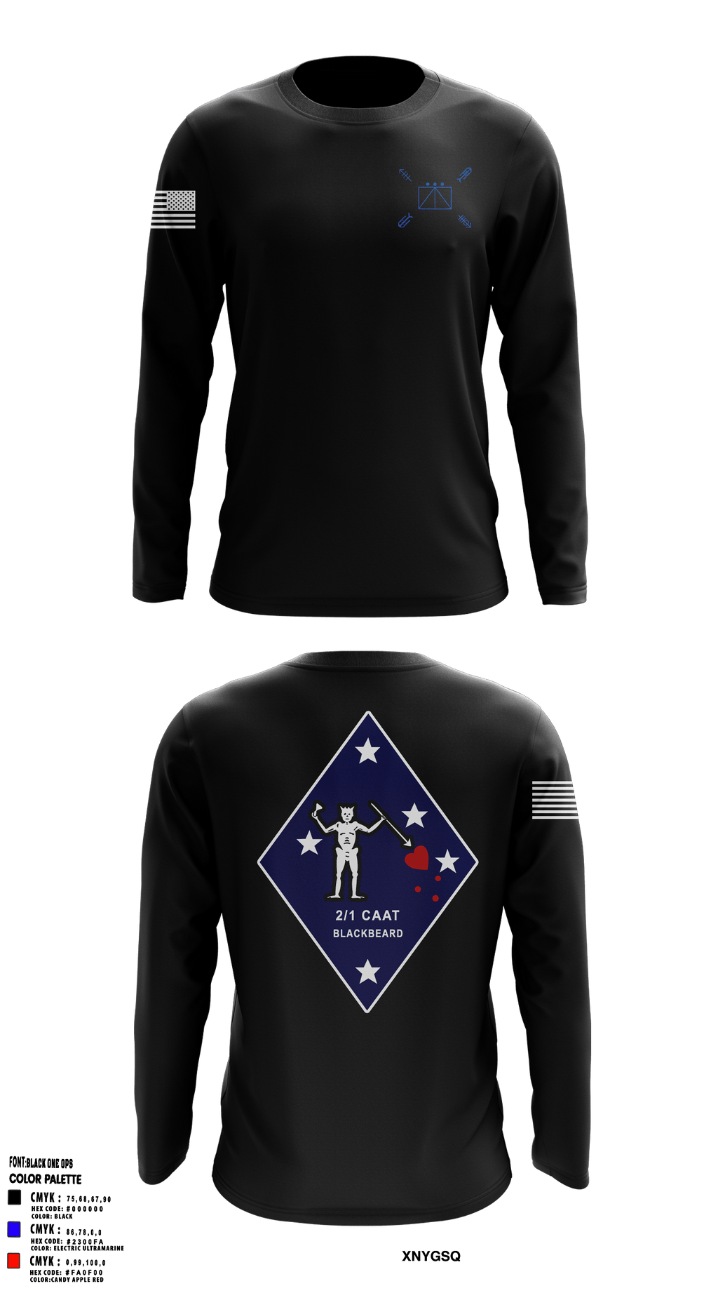 BLT 2d Battalion, 1st Marines, Weapons Co, CAAT Blue 79953351 Long Sle ...